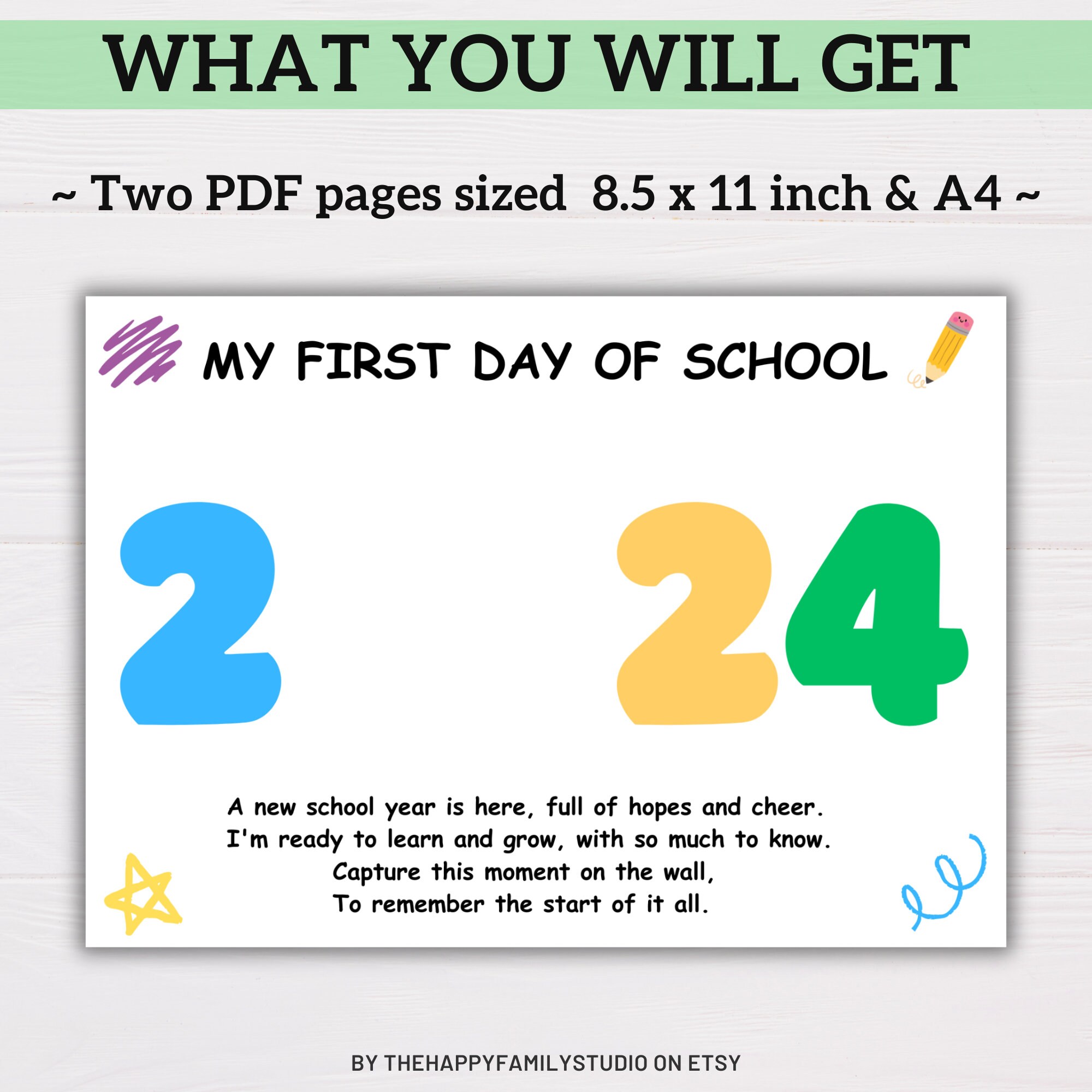 First Day of School Handprint Art, Preschool Prek Daycare Kindergarten ...