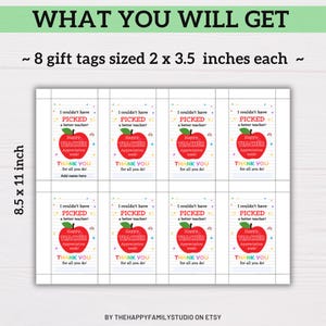 Printable Apple Teacher Appreciation Gift Tag (digital Download) - Etsy