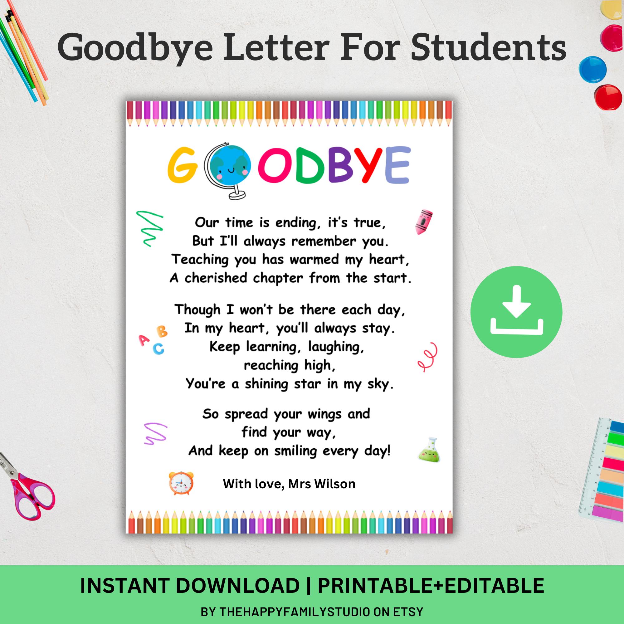 End of School Year Poem Gift From Teacher to Student, End of Year Gift ...