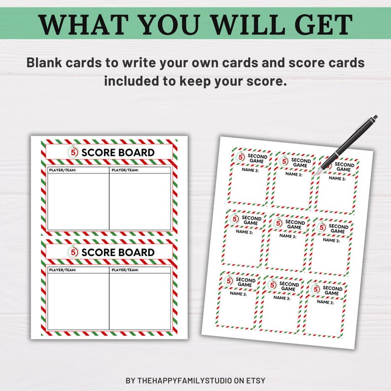 Christmas 5 Second Game, Printable Christmas Game for Adults, Christmas ...