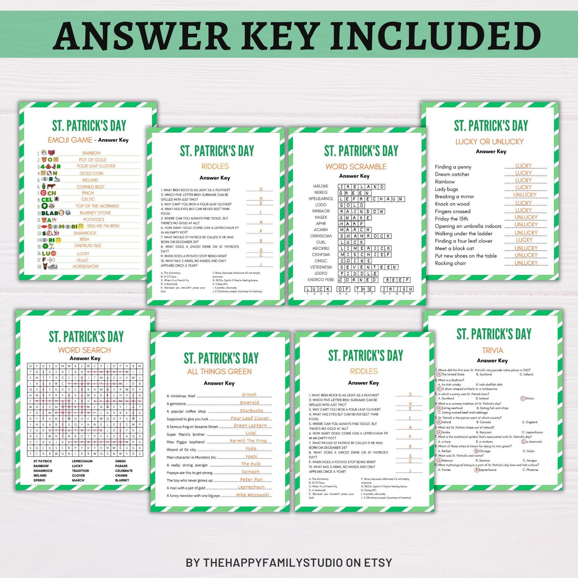 St Patricks Day Game Bundle, St. Patrick's Day Party Games for Adults ...