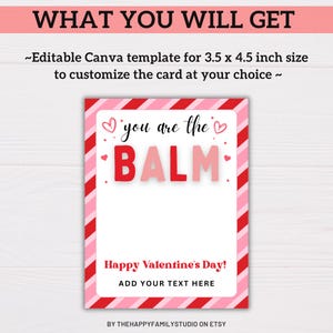 Printable You're the Balm Valentine's Day Card, Editable Lip Balm ...
