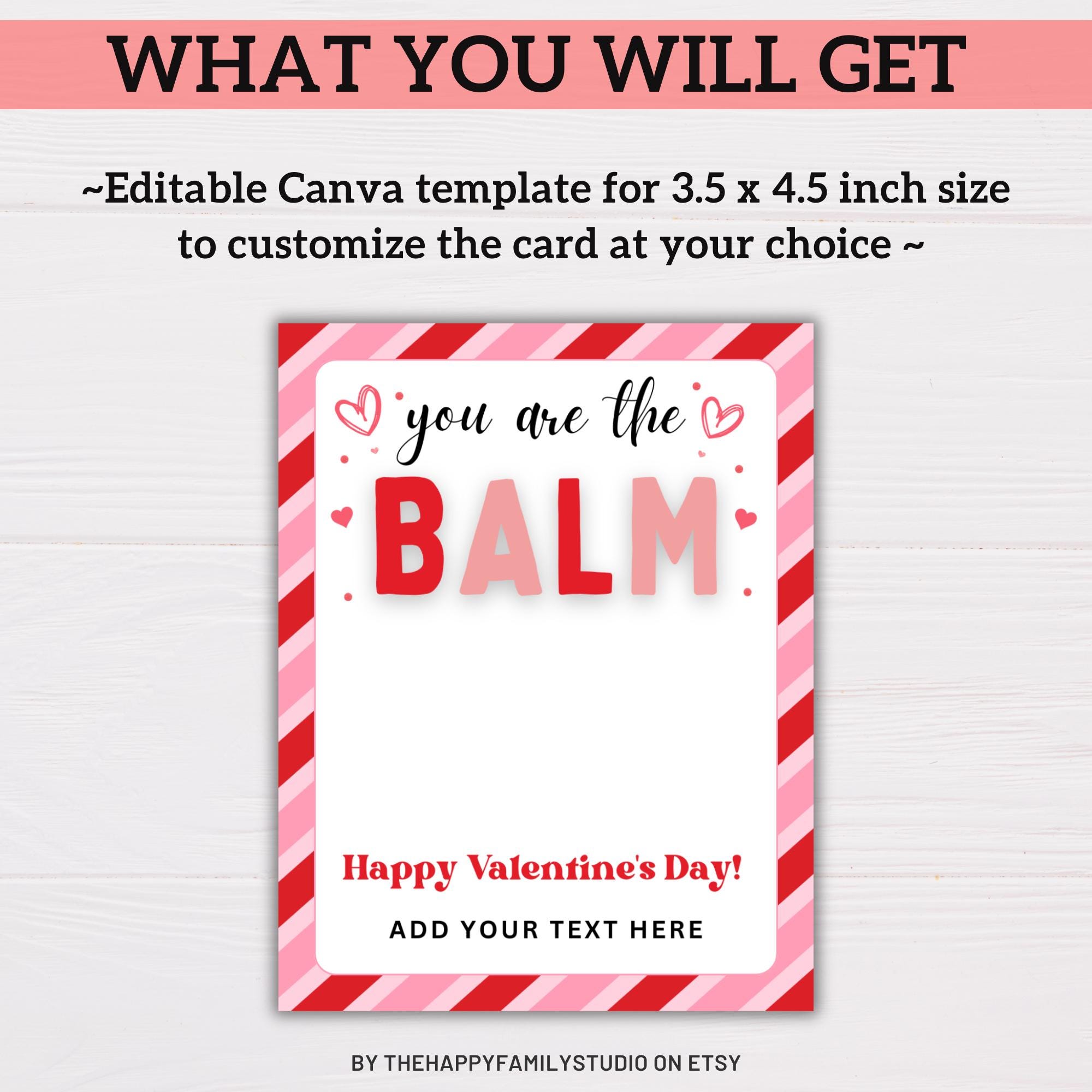 Editable You're the Balm Valentine's Day Card, Printable Lip Balm ...
