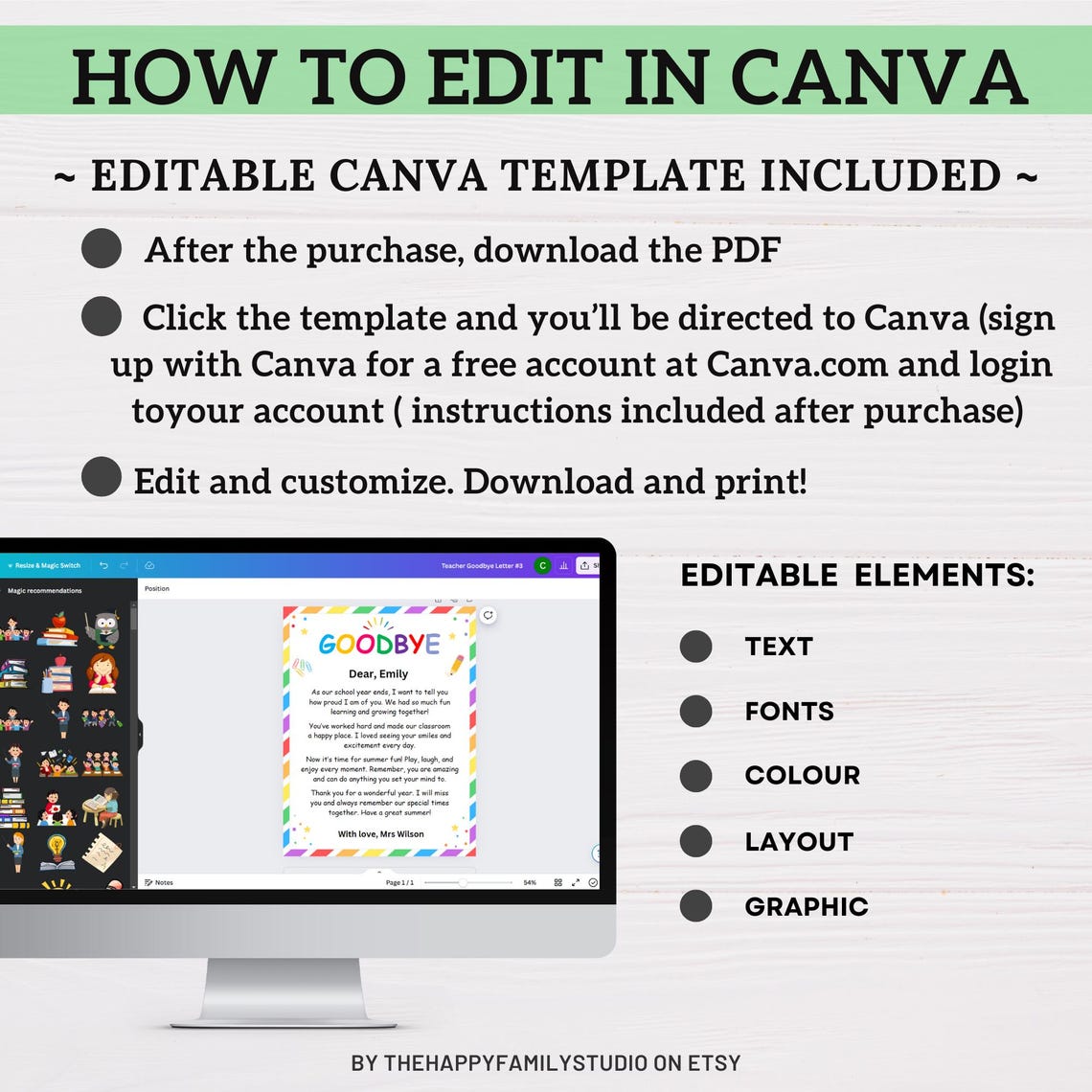 Teacher Goodbye Letter Printable, Teacher End of School Letter, Letter ...