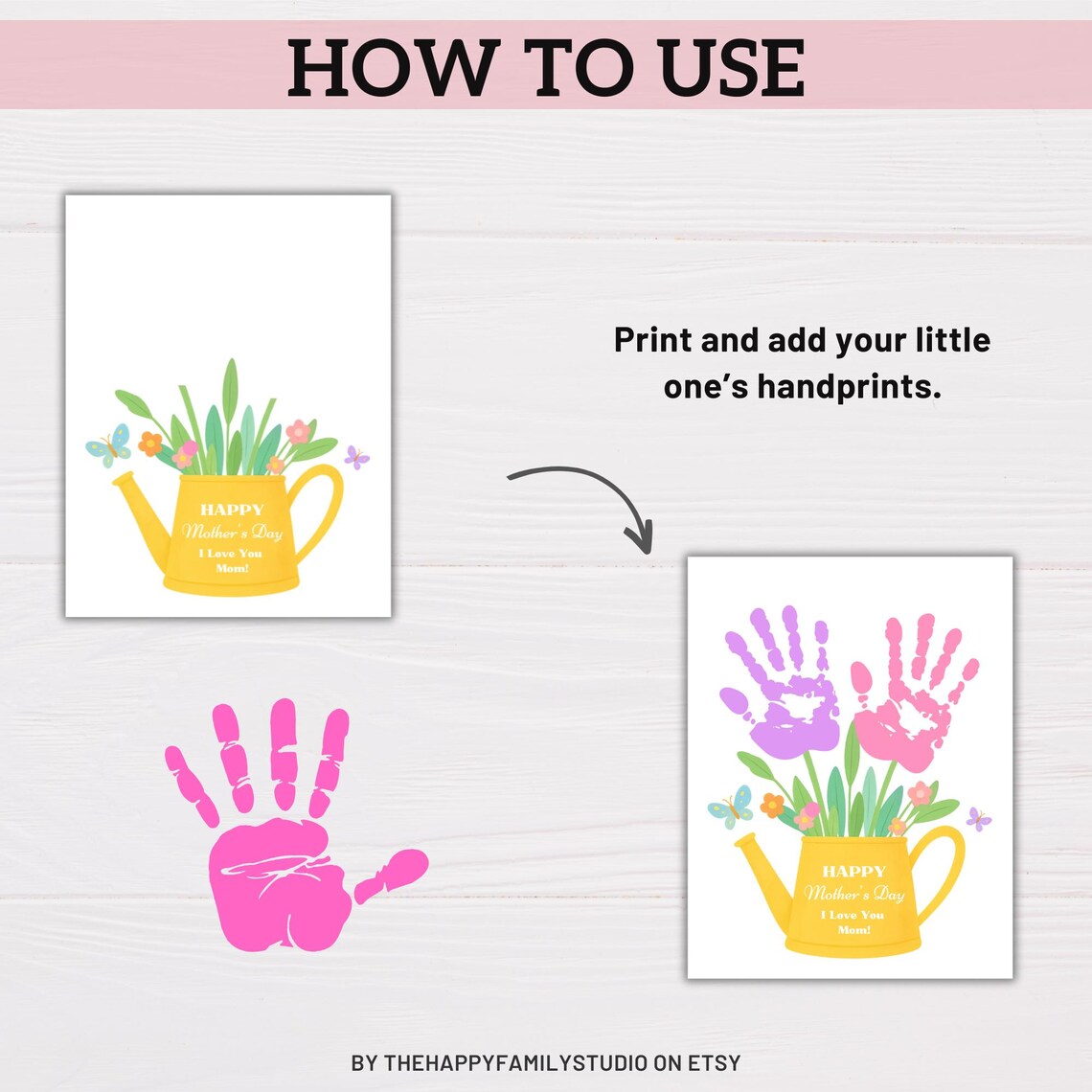 Happy Mother's Day Handprint Art, DIY Mom Craft Gift , Mothers Day Poem ...