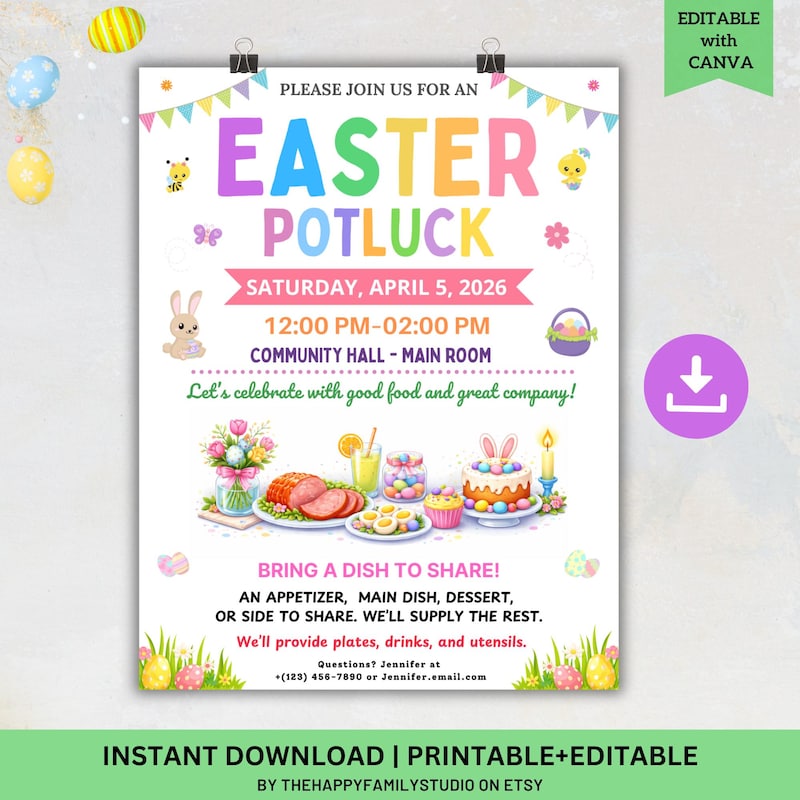 Easter Party Sign up Template - Etsy