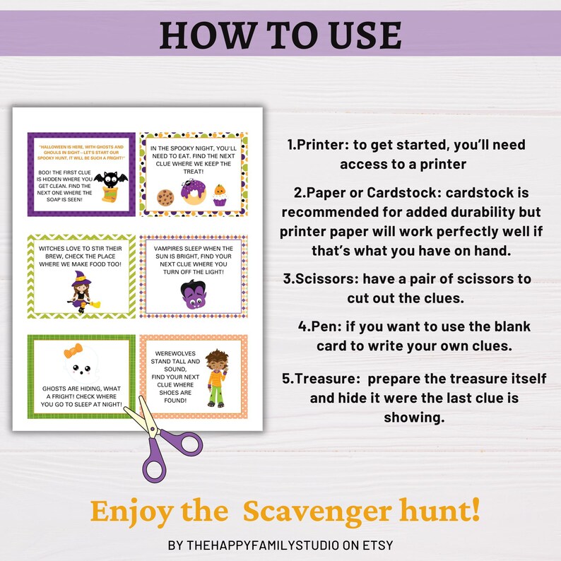 Halloween Scavenger Hunt, Treasure Hunt Clues, Halloween Games for Kids ...