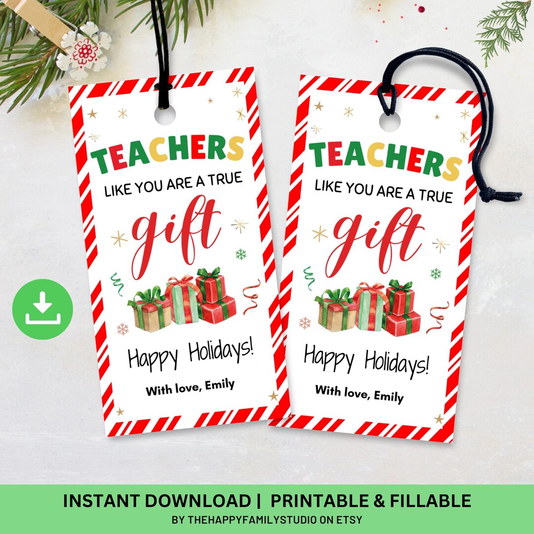 Christmas Teacher Appreciation Gift Tag, Christmas School Gift Tag ...