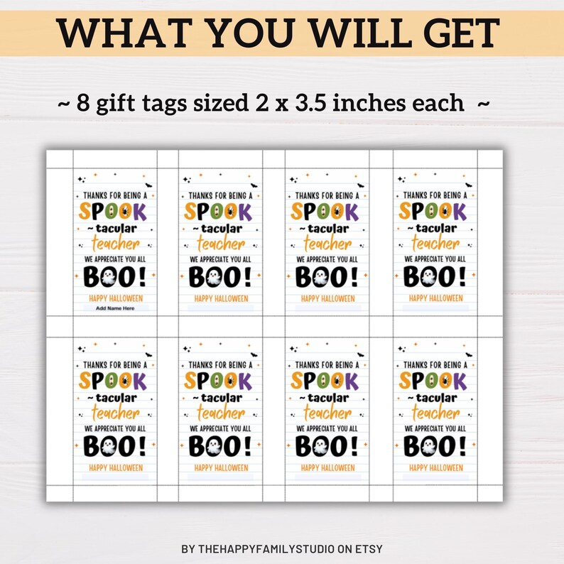 Thanks for Being a Spooktacular Teacher Tag, Teacher Appreciation Gift ...
