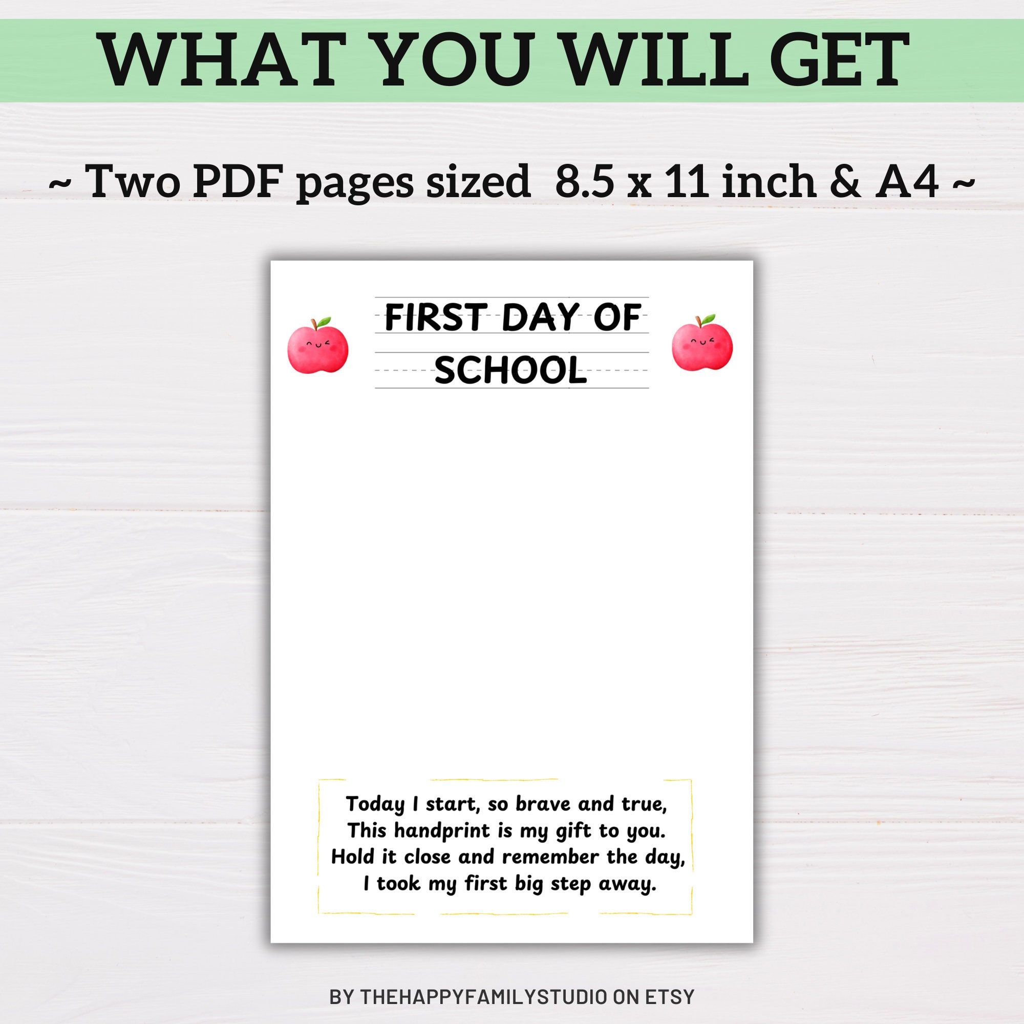 First Day of School Handprint Art, Back to School Handprint Craft, 1st ...