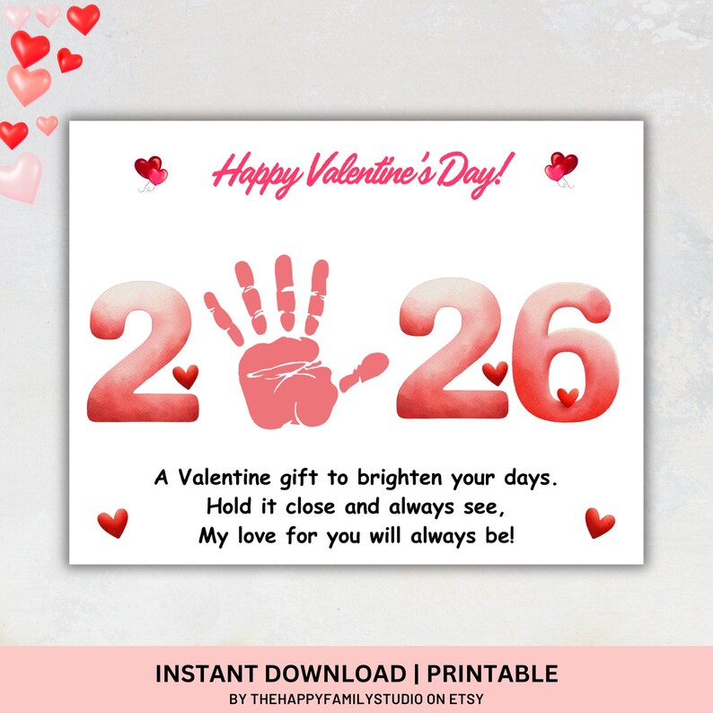 Valentines Day Handprint Craft, 2025 Valentines Handprint, Preschool ...