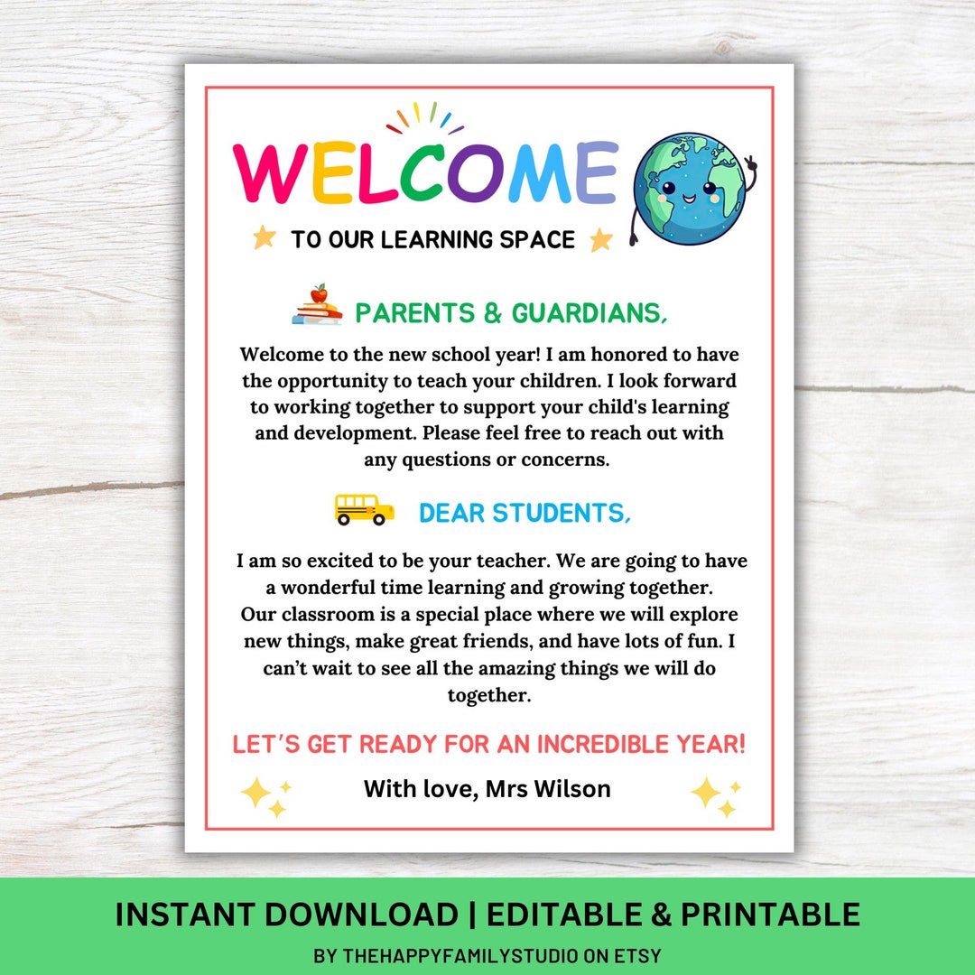Welcome Back to School Letter for Parents and Students, First Day of ...