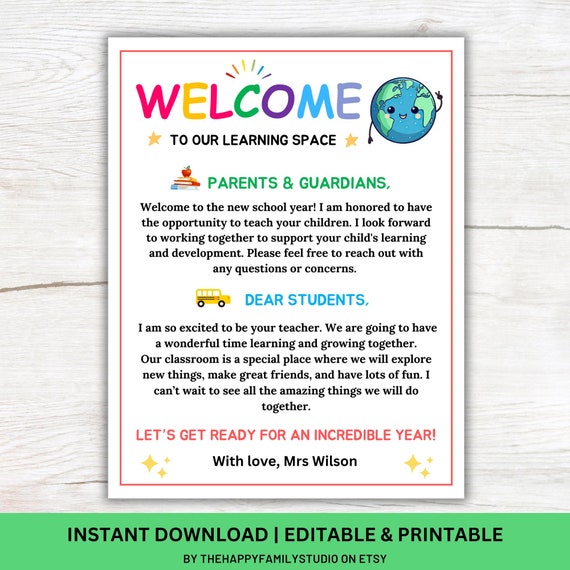 Welcome Back To School Letter High School