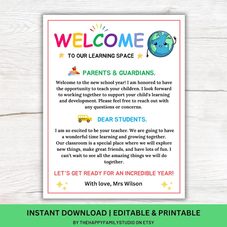 Welcome Back to School Letter for Parents and Students, First Day of ...