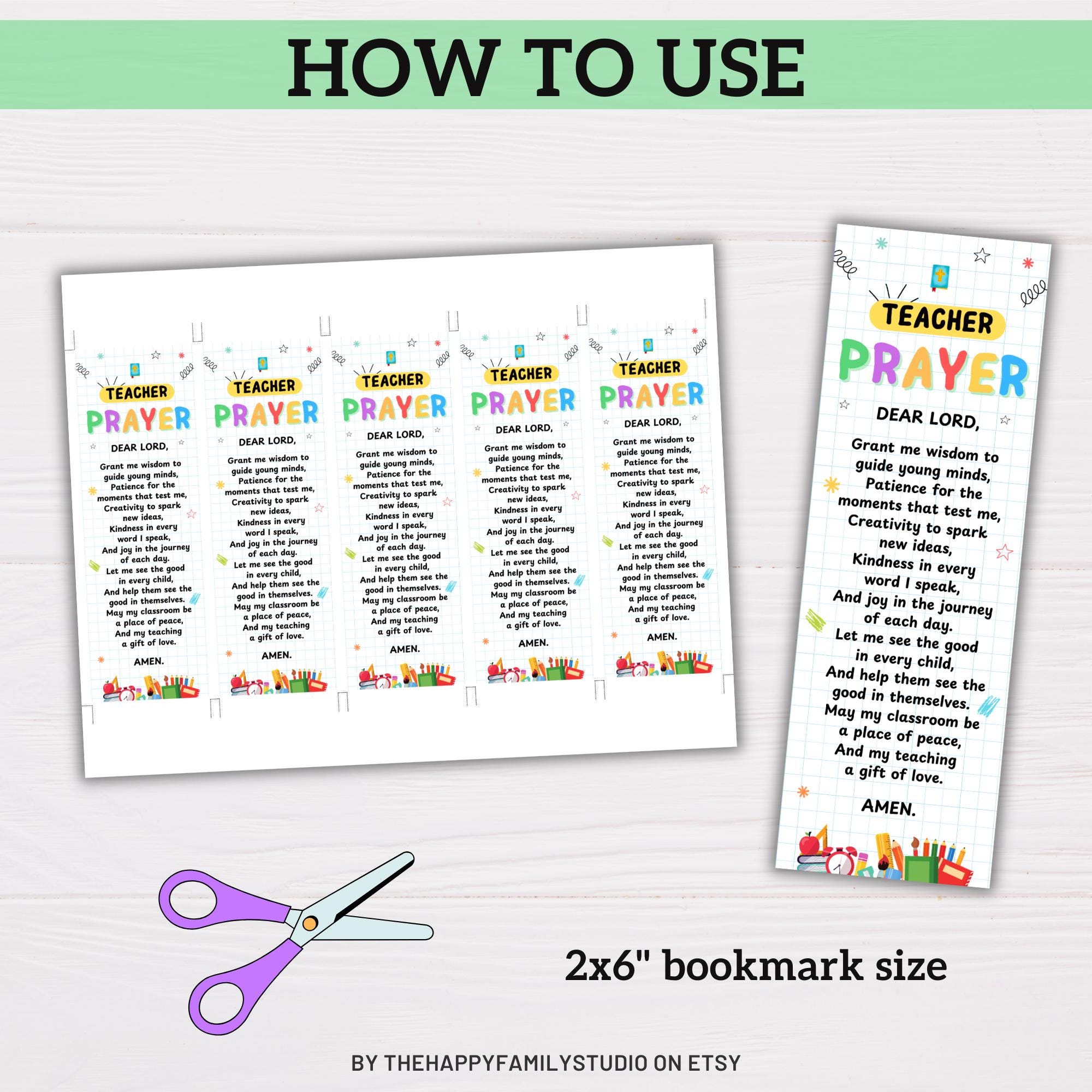 Teacher's Prayer Bookmark, First Day of Sunday School Year Prayer ...