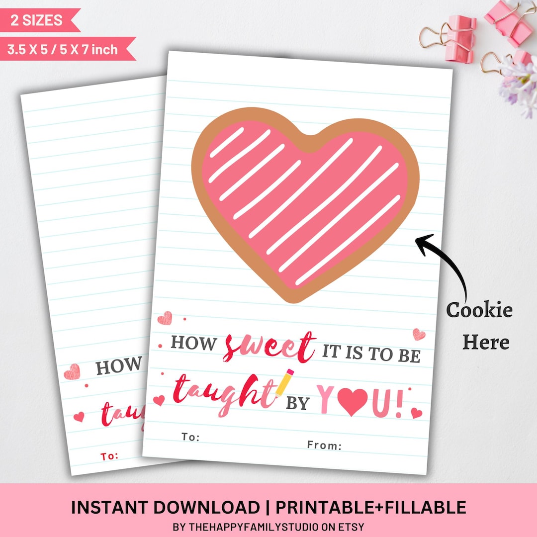 Valentine's Day Teacher Appreciation Cookie Card, How Sweet It is to Be ...