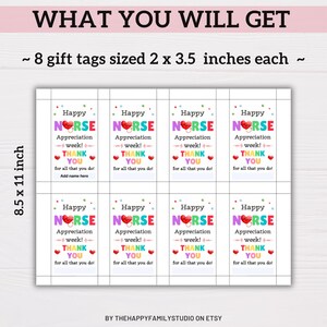 Happy Nurse Appreciation Week Printable Gift Tags, National Nurses Day ...