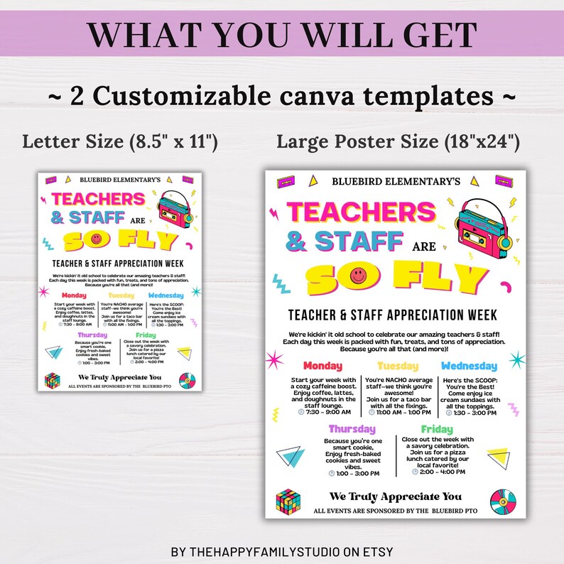 80s 90s Theme Teacher Appreciation Week Itinerary, Retro Old School ...