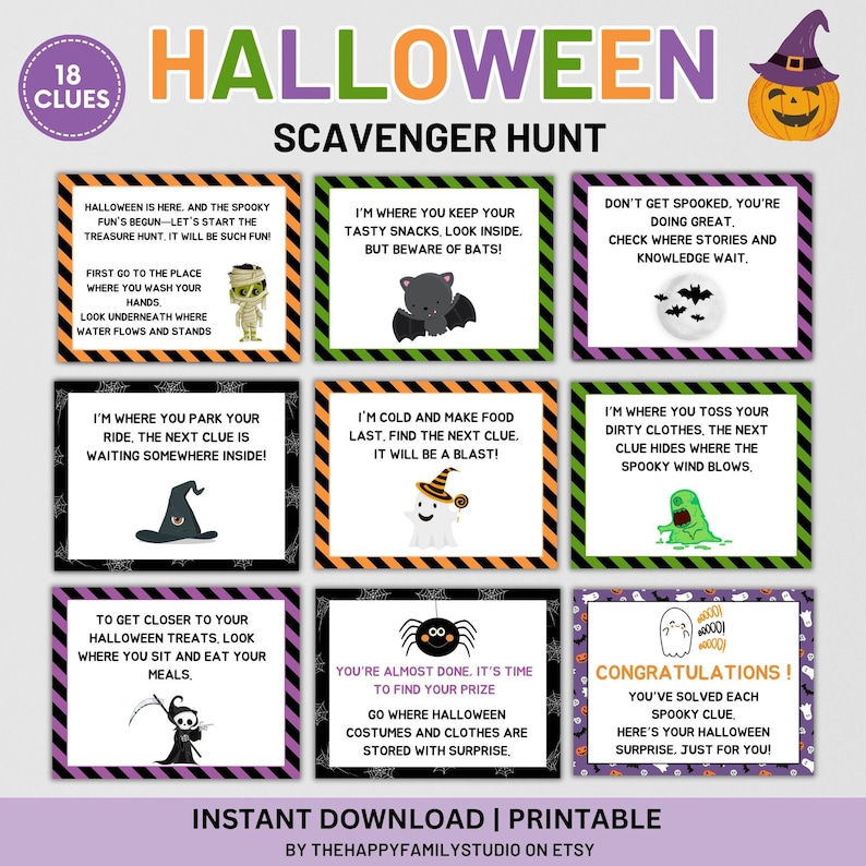 Halloween Scavenger Hunt for Kids, Ultimate Indoor Halloween Treasure ...