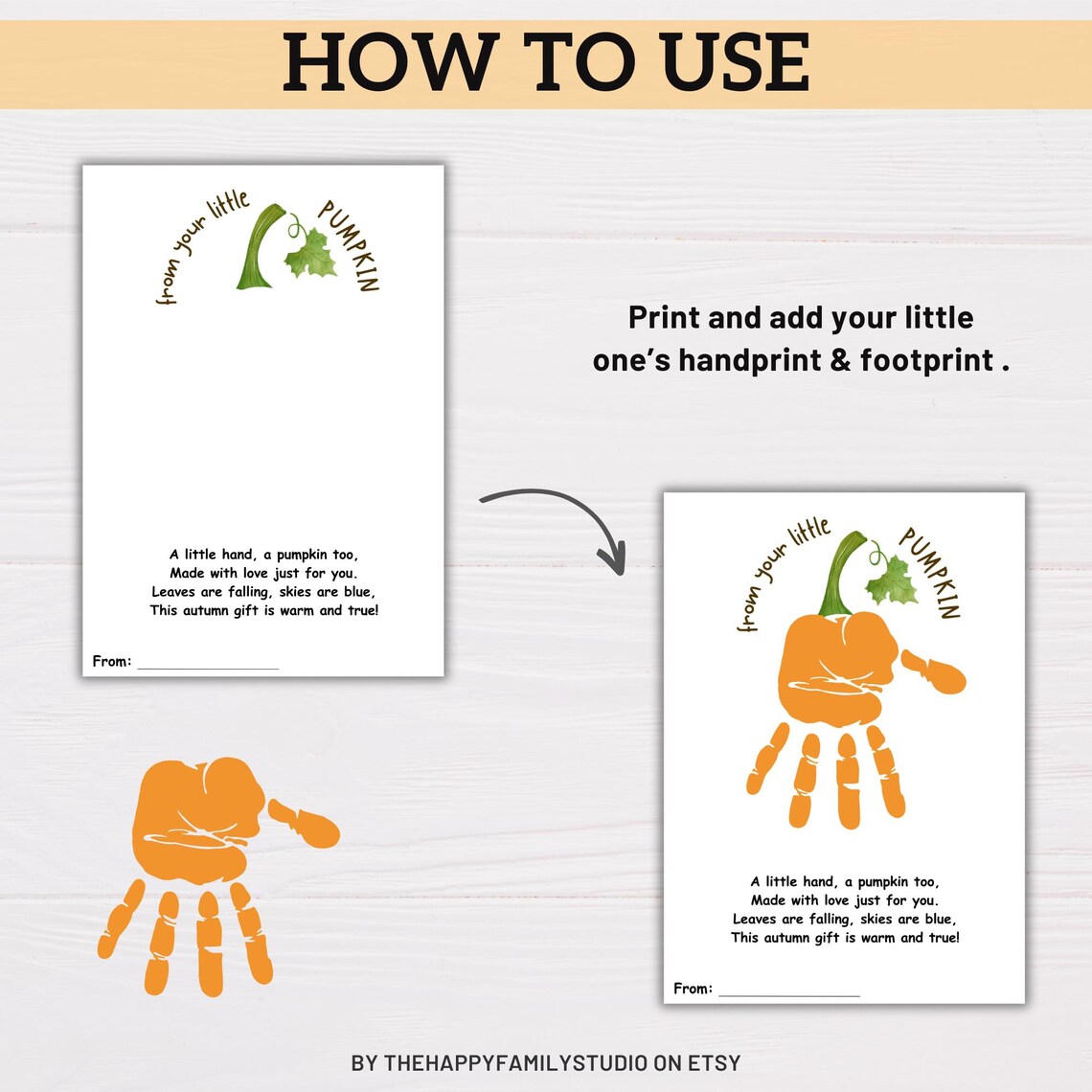 Pumpkin Poem Handprint Printable, Autumn Pumpkin Handprint Art, DIY ...