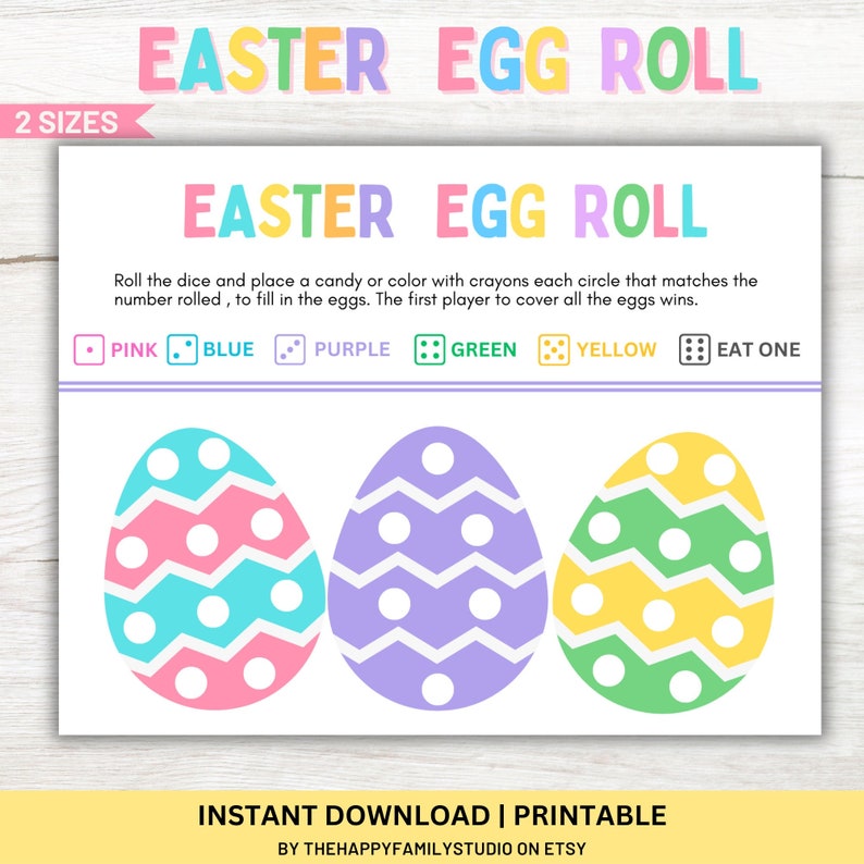 Easter Egg Roll Game for Kids, Printable Easter Candy Game, Easter ...