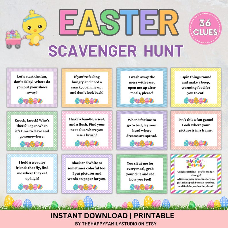 Easter Scavenger Hunt for Kids, Indoor Outdoor Treasure Hunt, Easter ...