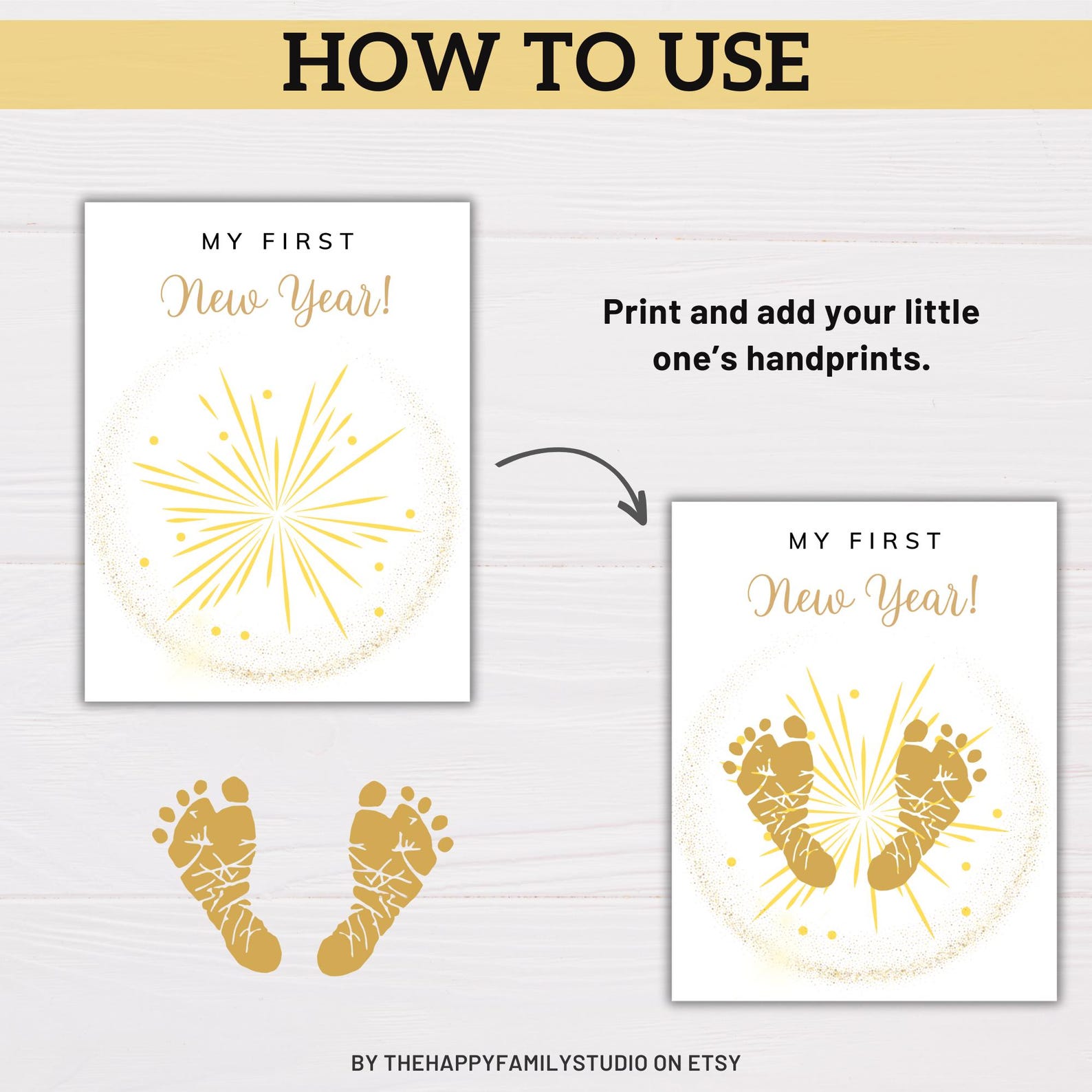Baby First New Year 2025, Happy New Year Footprint Craft, Handprint Art ...