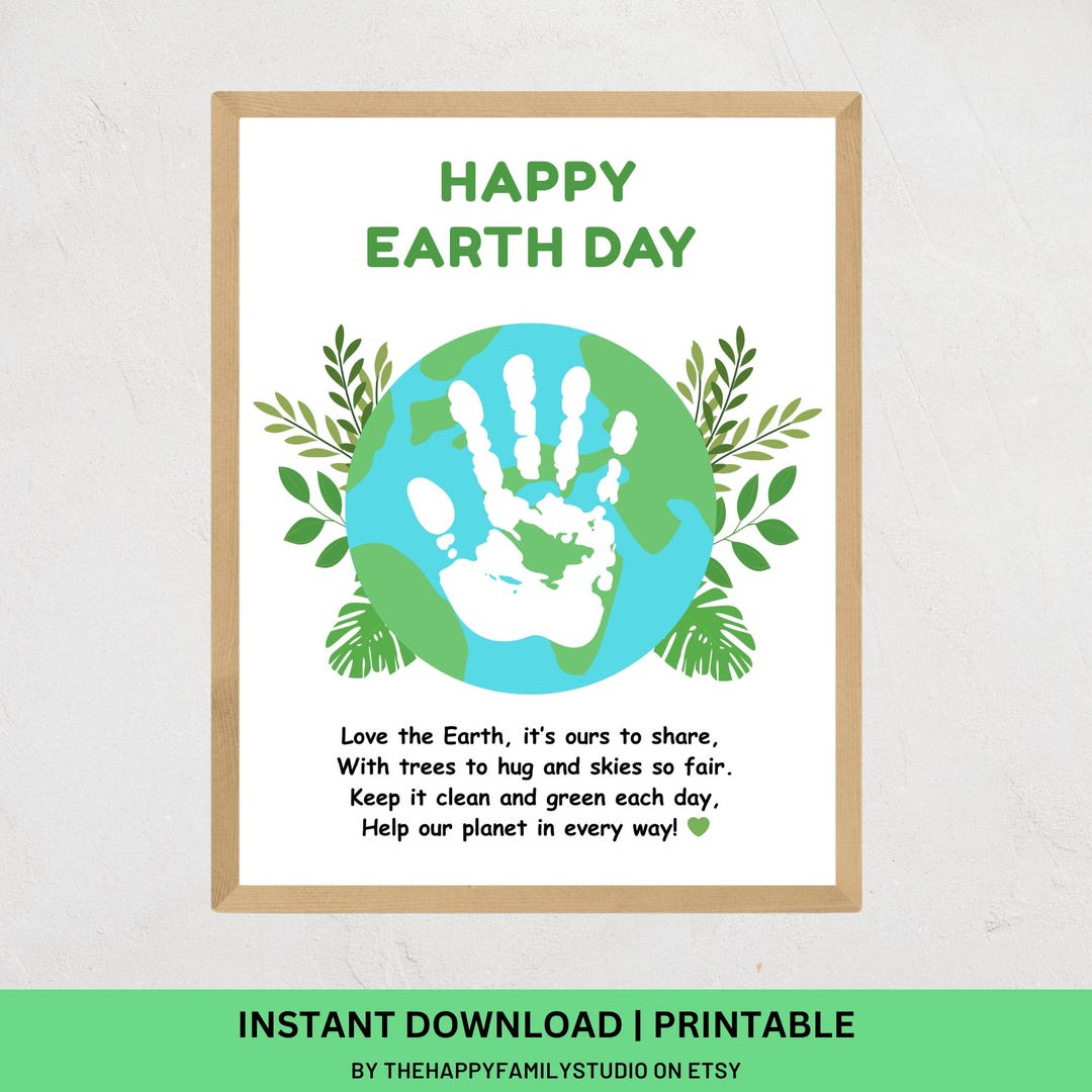 Earth Day Handprint Craft|, Happy Earth Day Poem, Poem Keepsake Gift ...