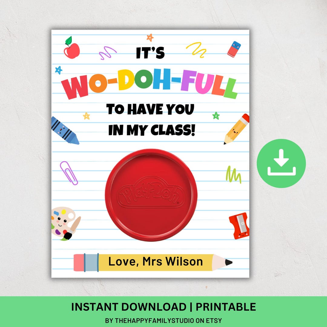 Back to School Play Dough Gift Tag, Won-doh-ful School Year Playdoh ...