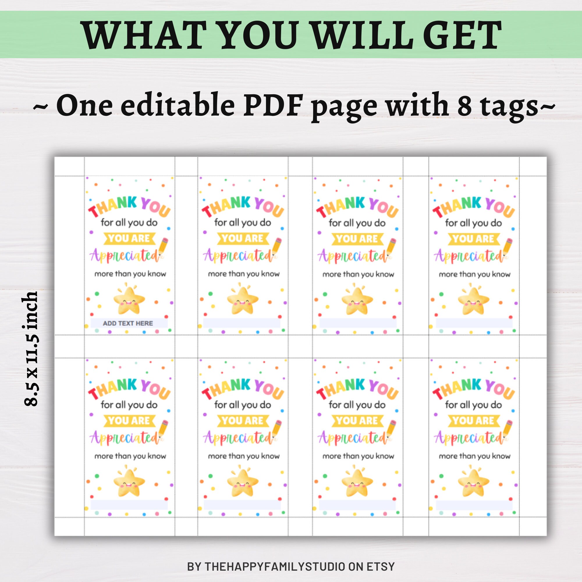 Printable Teacher Appreciation Gift Tag, Teacher Thank You Gift ...