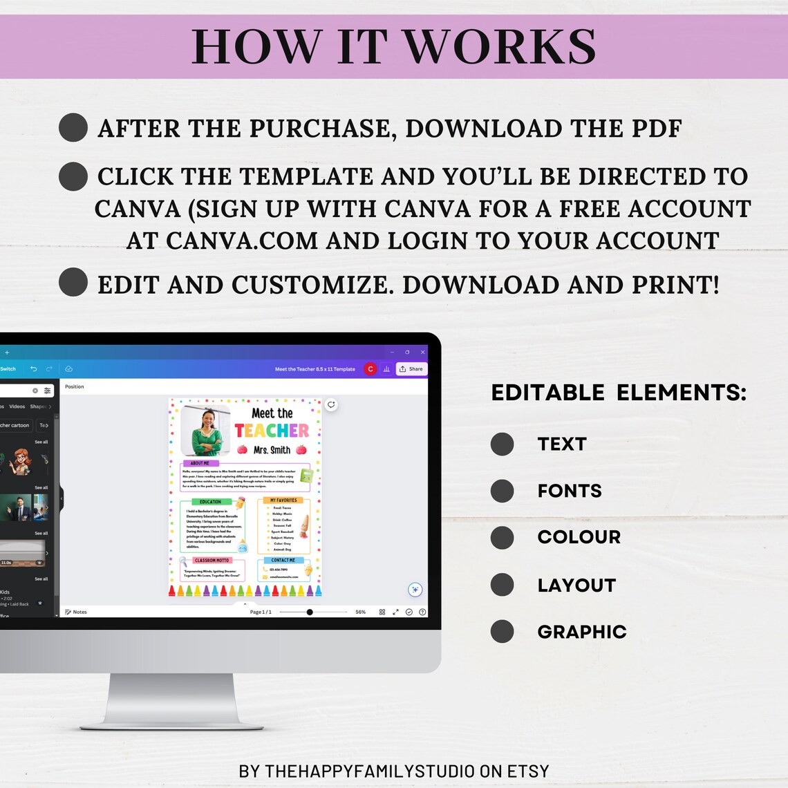 Editable Meet the Teacher Template, Back to School Printable Welcome ...