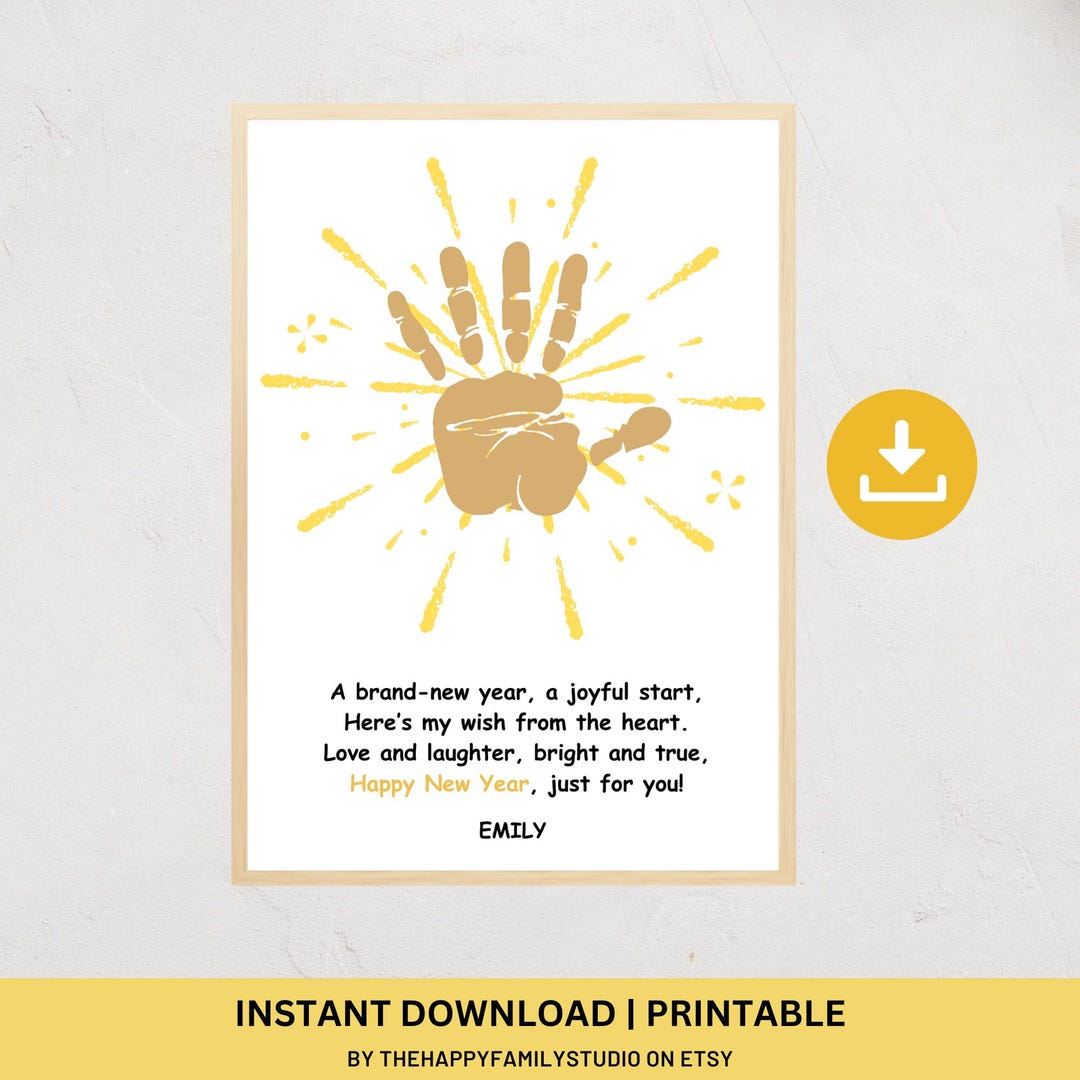 2025 New Years Handprint Art Poem, New Year Handprint Craft, New Year ...