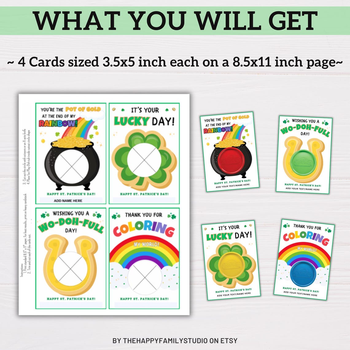 St. Patrick's Day Play Doh Cards: Printable Kids Gifts (digital ...