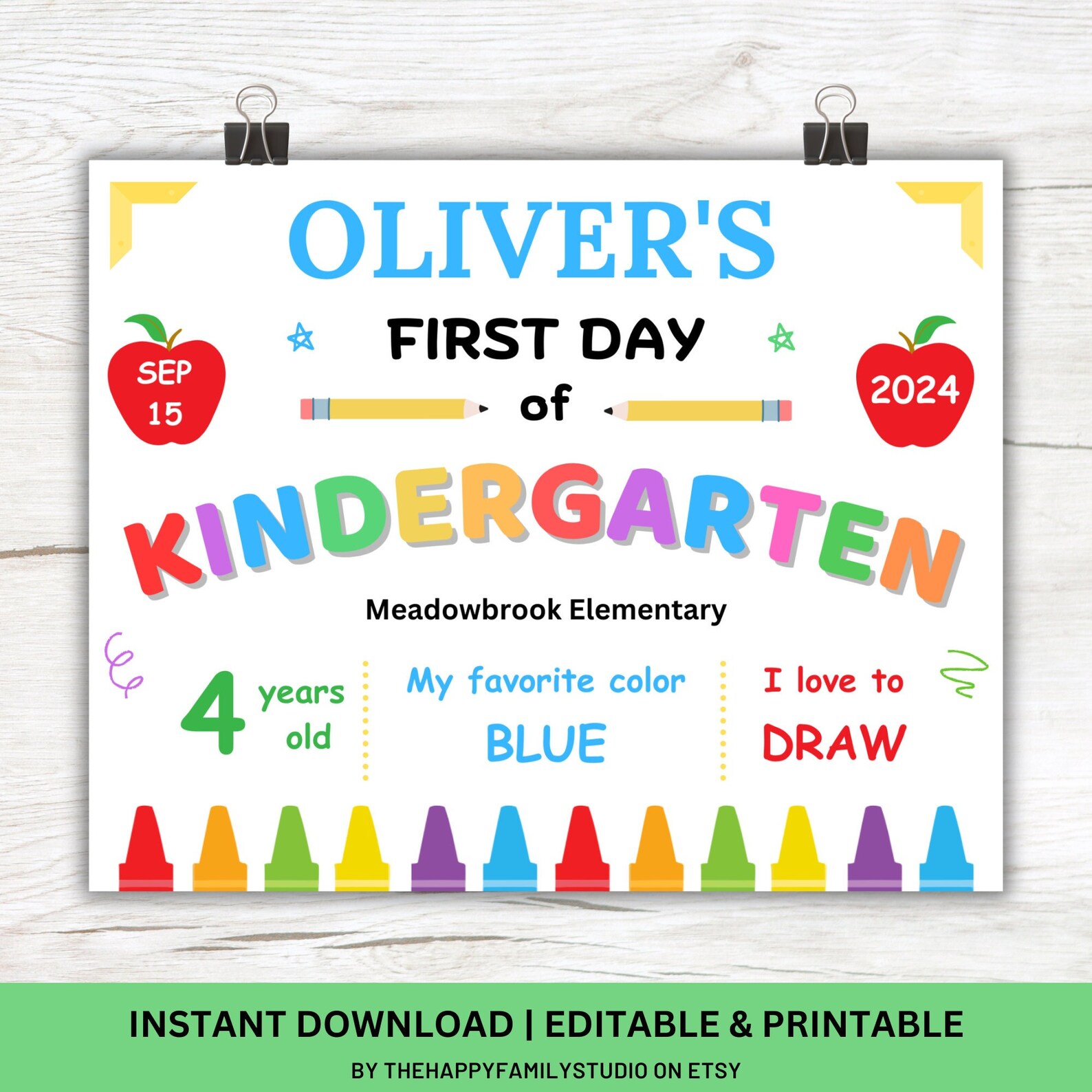Editable First Day of School Sign, First Day of Kindergarten Sign, Back ...