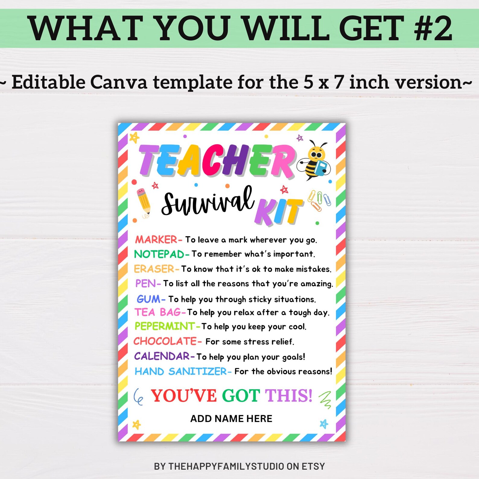 Editable Teacher's Survival Kit, School Supplies Gift Tag, Teacher ...