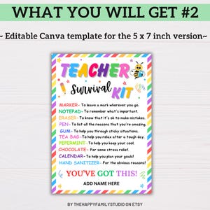 Editable Teacher's Survival Kit, School Supplies Gift Tag, Teacher ...