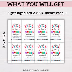 Nurse Appreciation Gift Tags: Printable Thank You Treat (digital ...