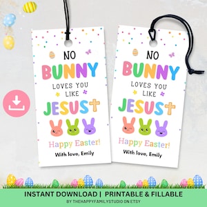 No Bunny Loves You Like Jesus Easter Basket Tag, Easter Gift Tags ...
