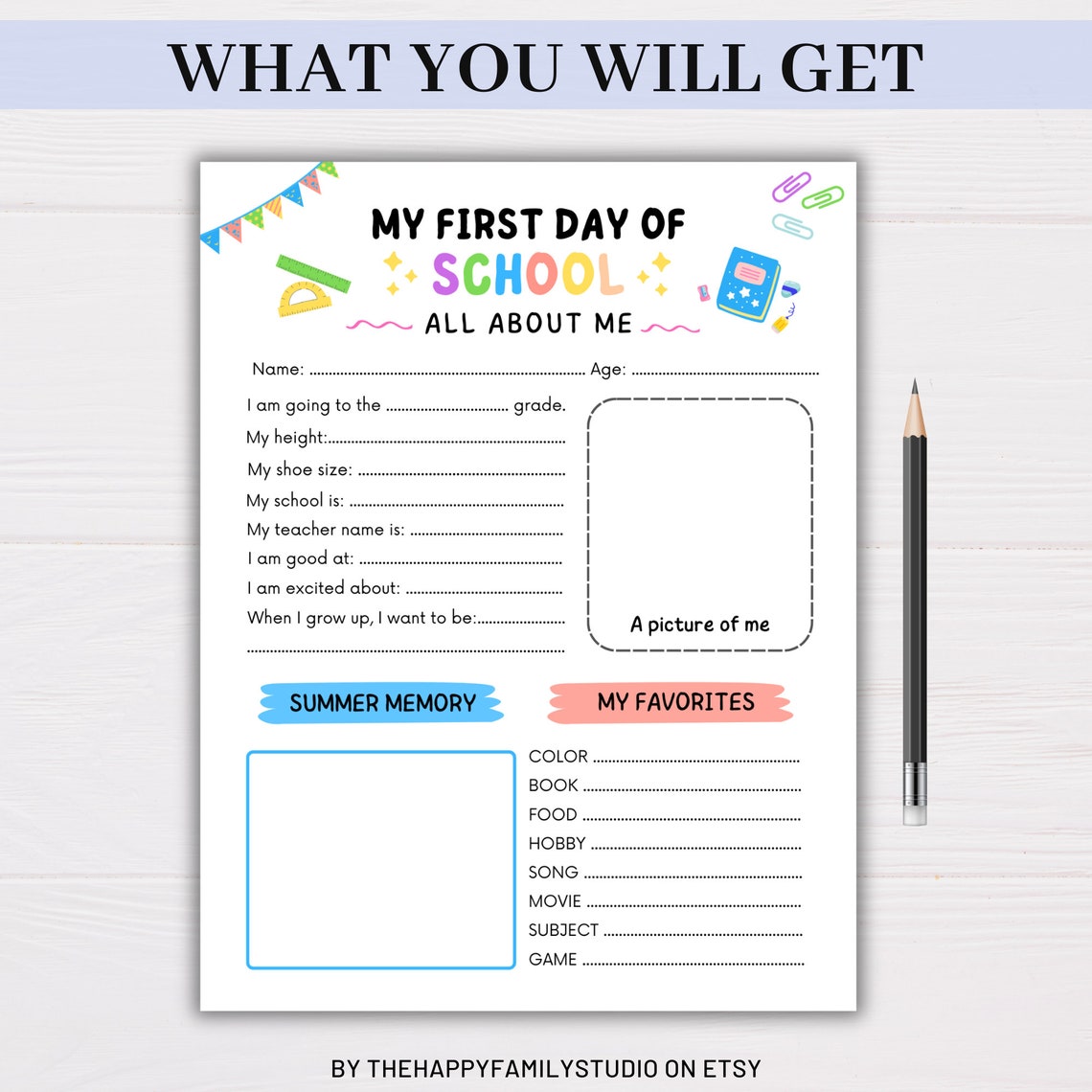 First and Last Day of School Interview, Back to School Questionnaire ...