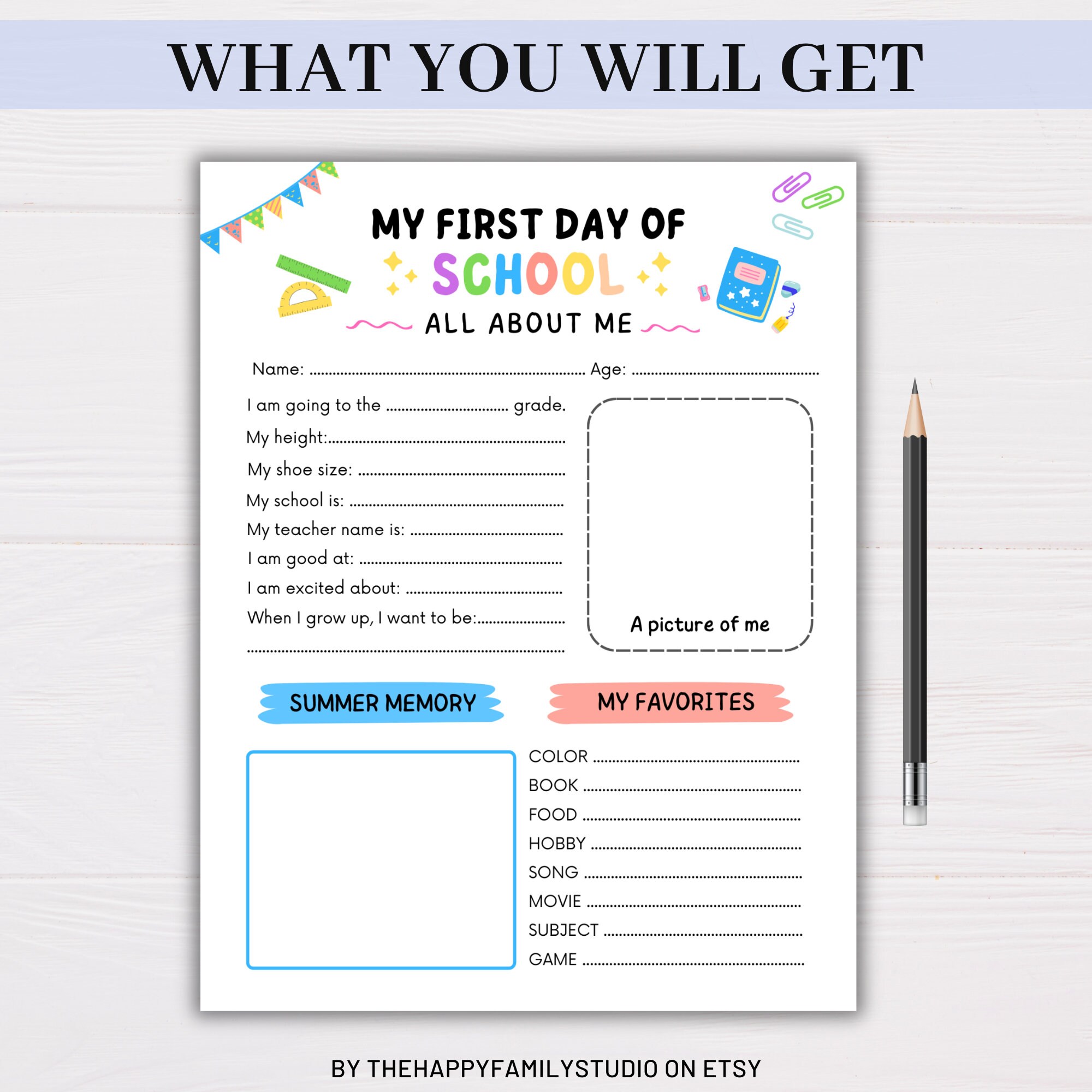 First and Last Day of School Interview, Back to School Questionnaire ...