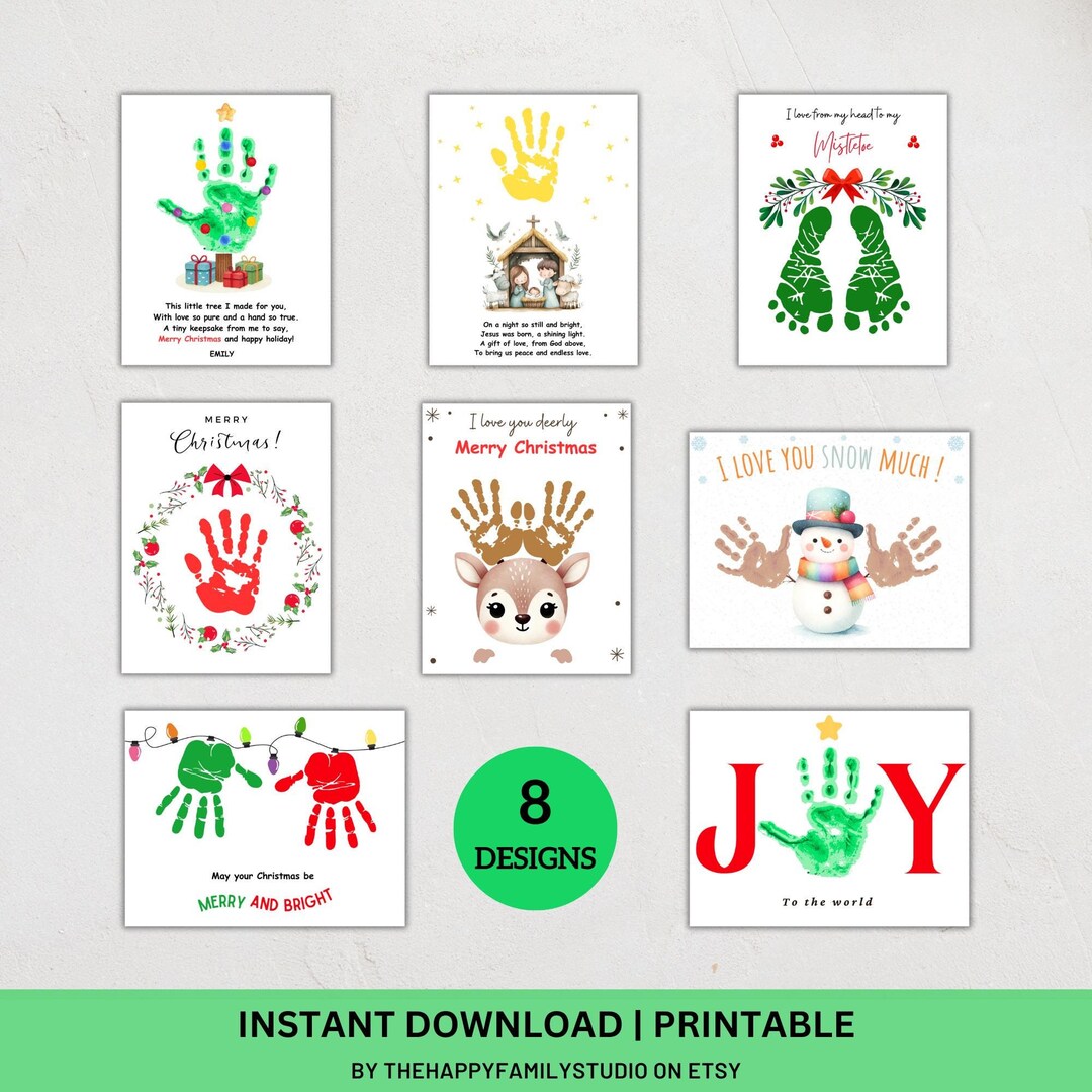 Christmas Handprint Art Bundle, Footprint Art, Printable Activity Baby ...