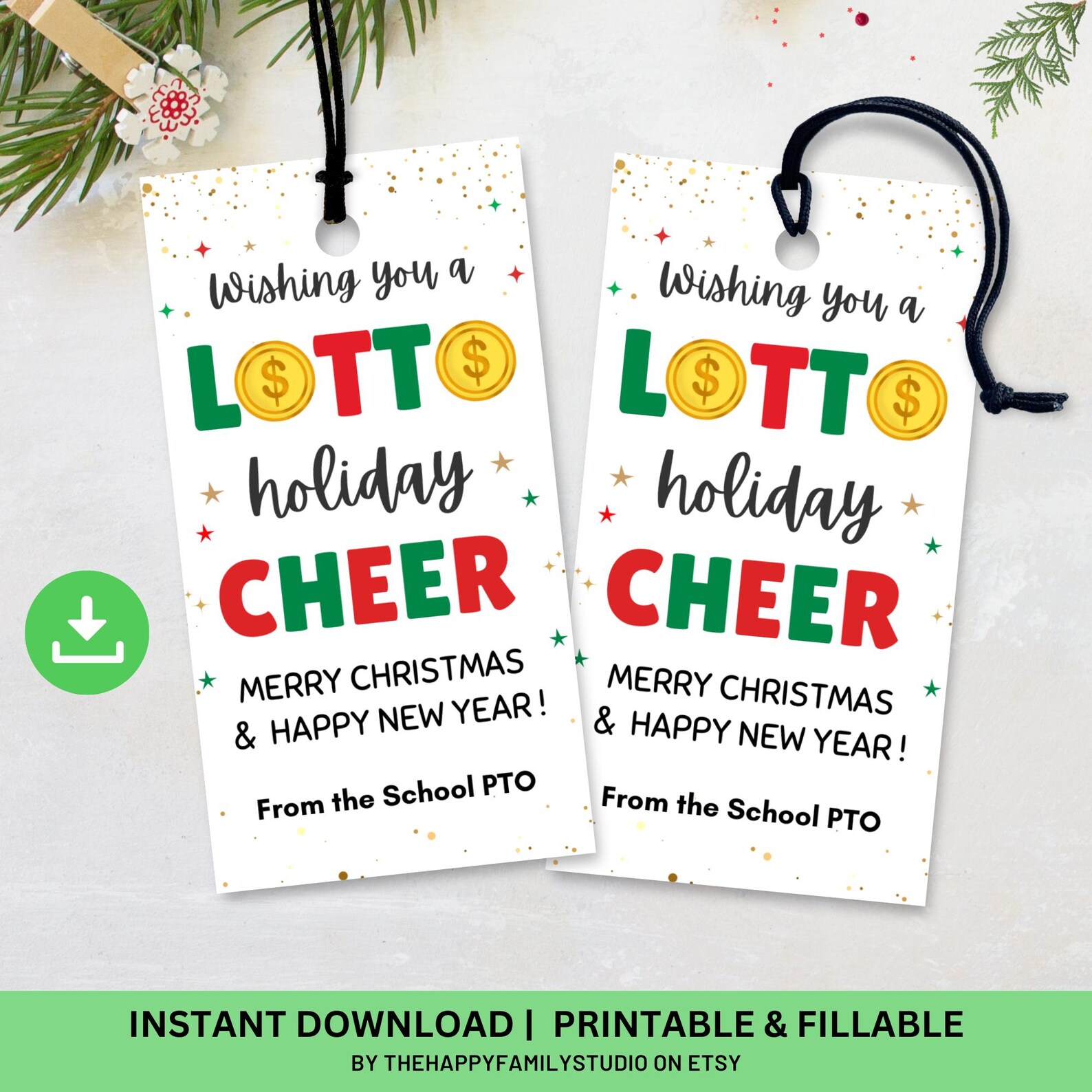 Lotto Gift Tags Christmas, Wishing You A Lotto Holiday Cheer, Merry ...