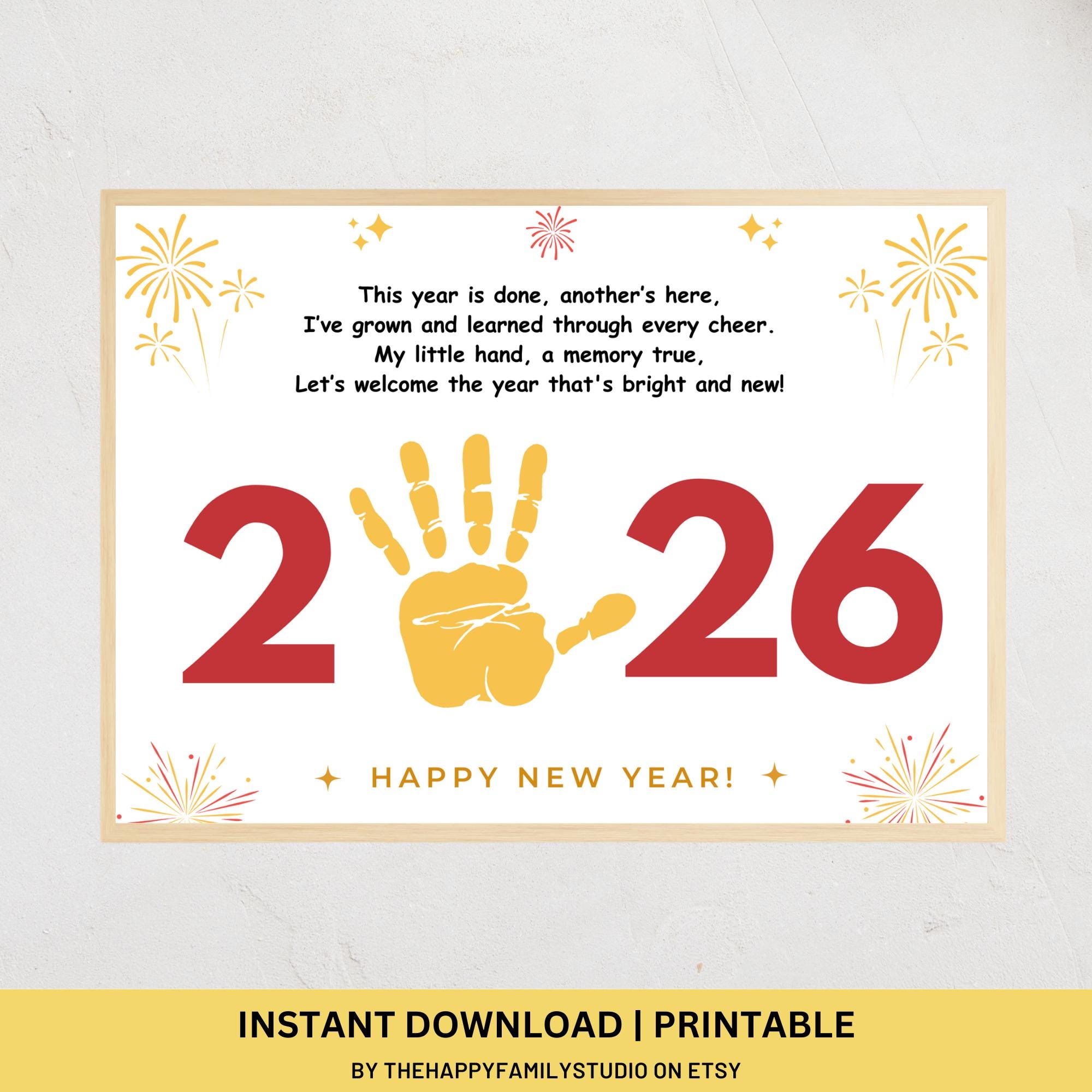 2025 New Years Handprint Art Poem, New Year Handprint Craft, Handprint ...