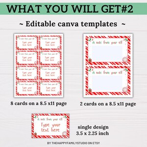 Editable Elf Note Cards Template, Elf Notes for Kids, Elf Messages ...