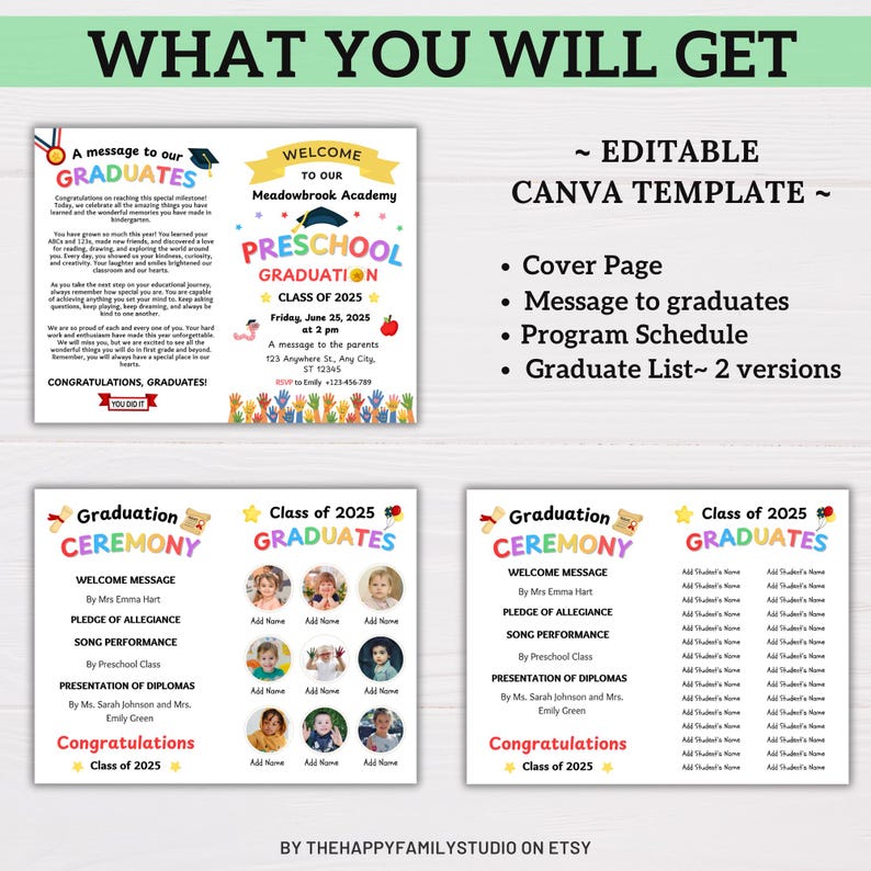 Editable Preschool Graduation Program Template, Preschool Graduation ...