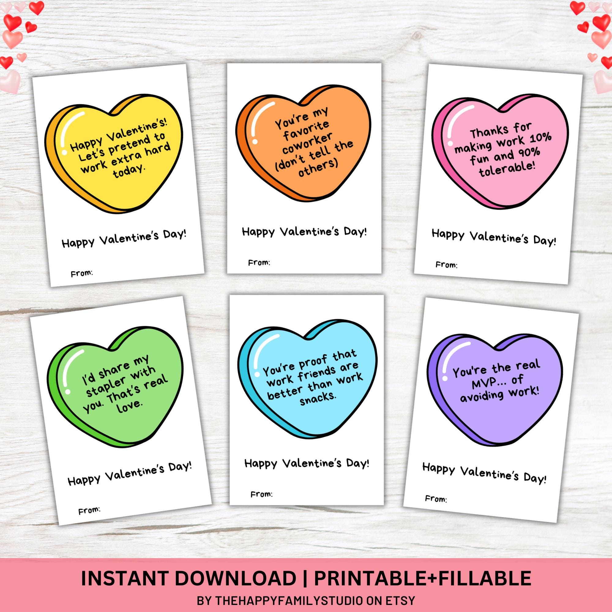 Funny Coworker Valentine's Day Cards: Candy Hearts Gift Tag (digital ...