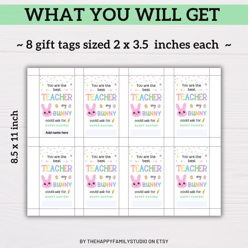 Best Teacher Any Bunny Could Ask for Gift Tag, Easter Gift Tag, Easter ...