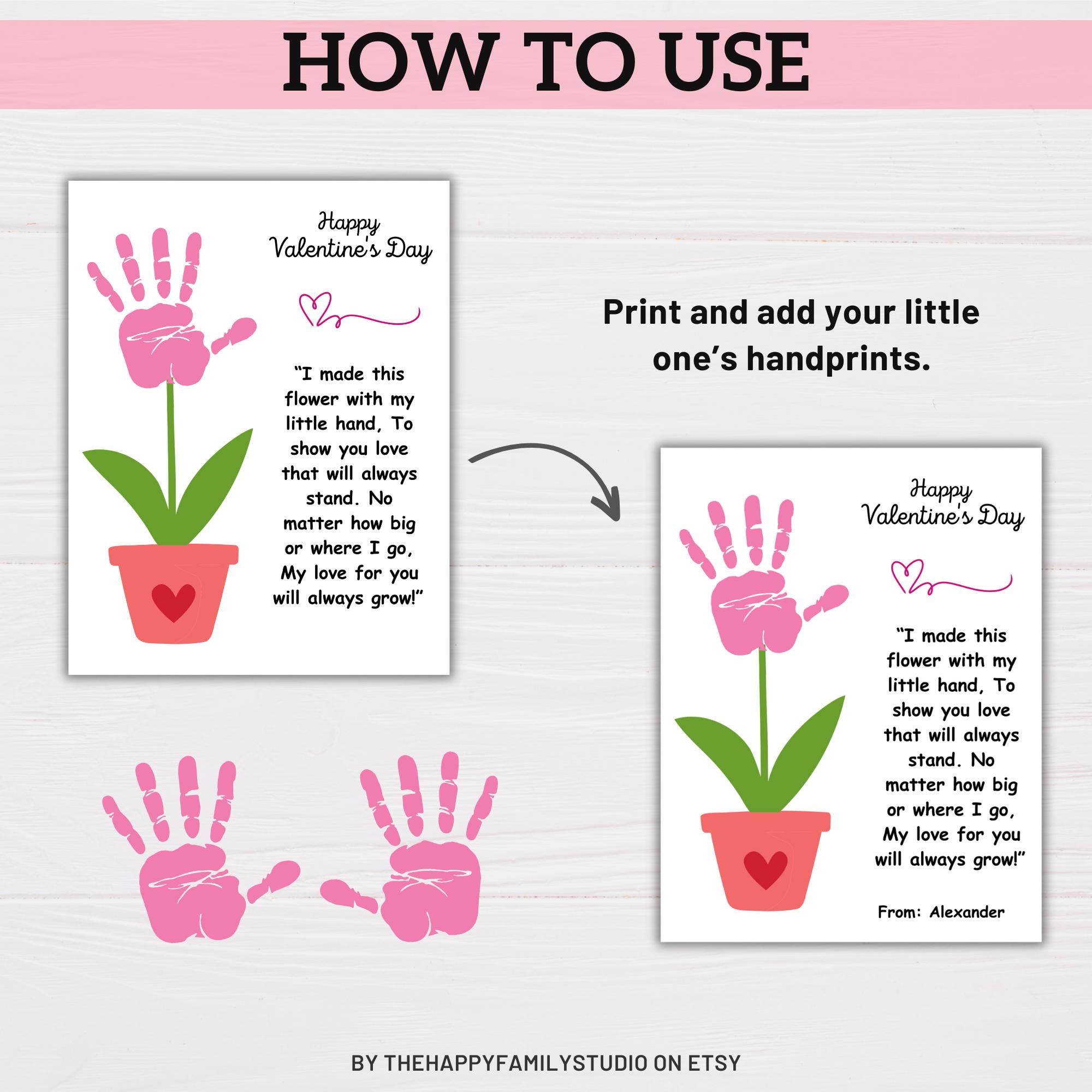 Valentine Handprint Craft for Kids, Valentine Flower Poem Craft, DIY ...