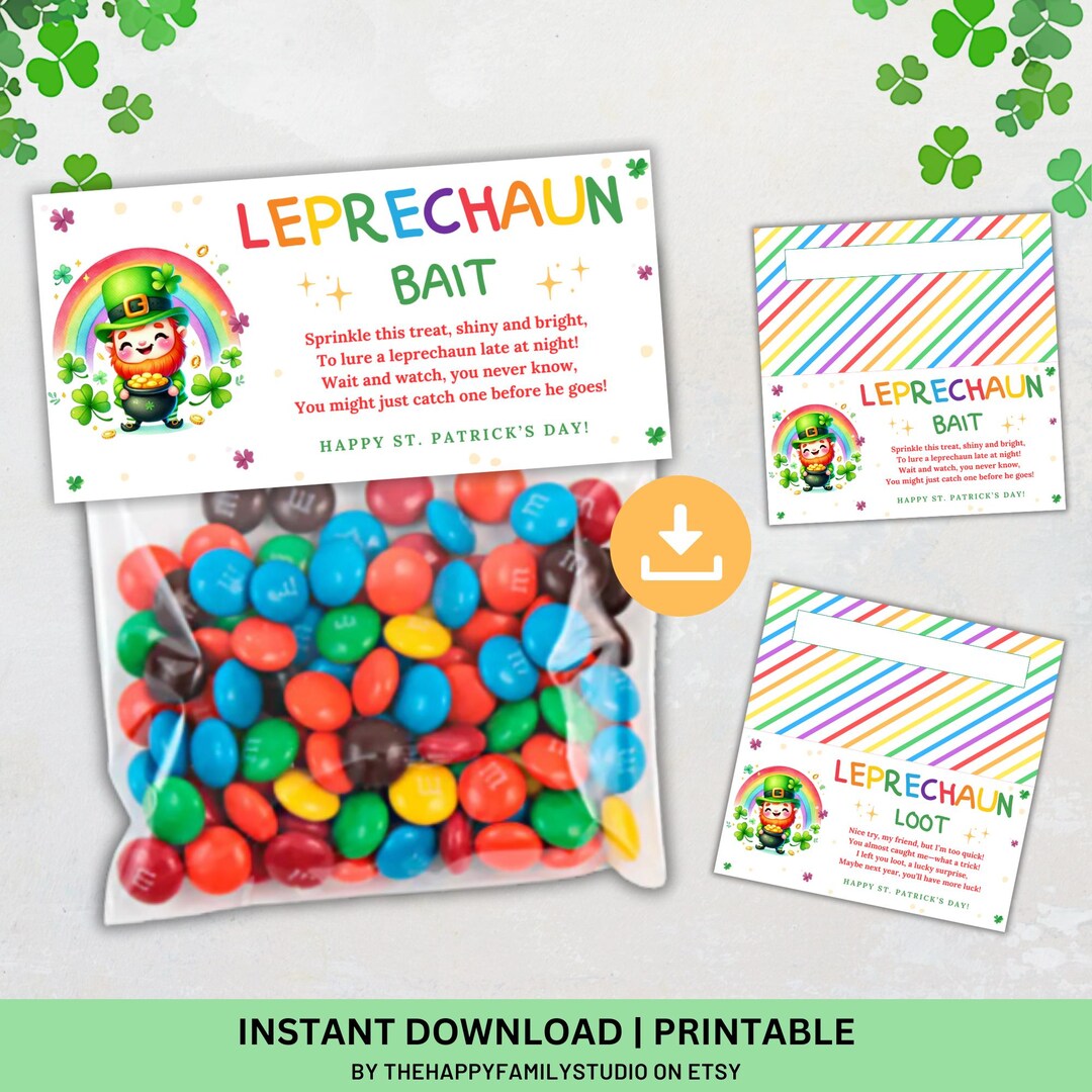 St. Patrick's Day Leprechaun Bait Treat Bag Topper, Loot Treat Bag ...