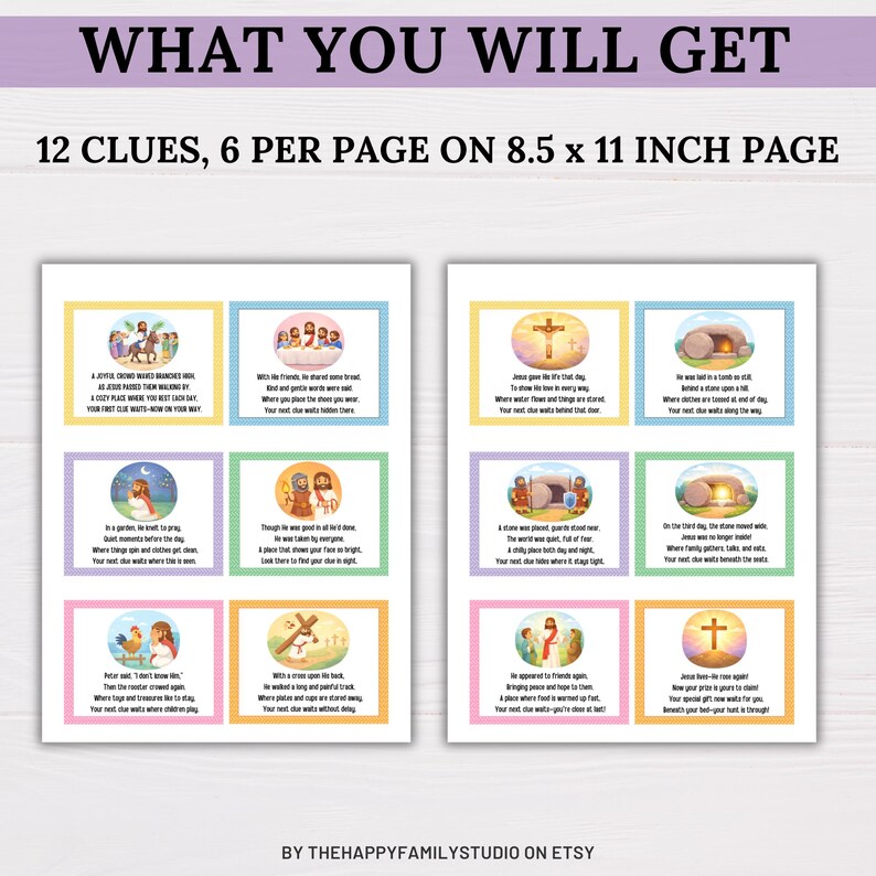Easter Story Scavenger Hunt Clues, Christian Easter Treasure Hunt ...